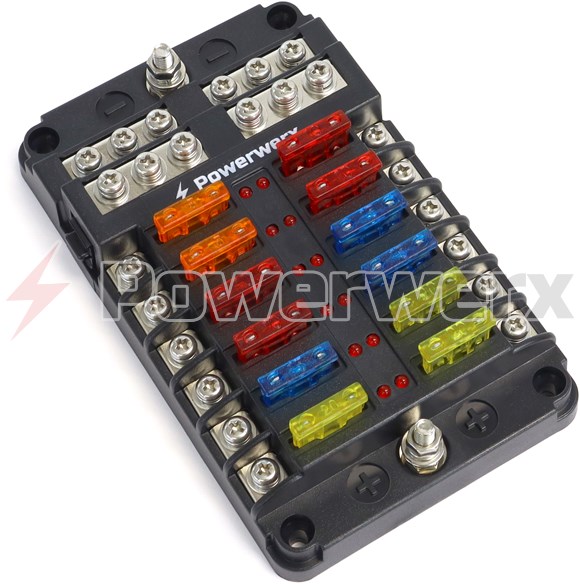 Powerwerx 12 Circuit Blade Fuse Block with Negative Bus | Powerwerx