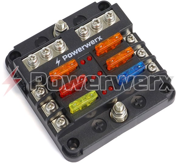 Powerwerx 6 Circuit Blade Fuse Block with Negative Bus | Powerwerx