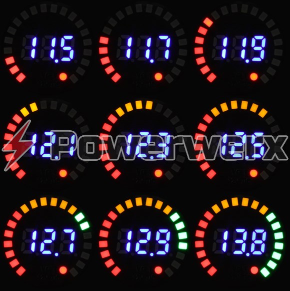 Powerwerx Panel Mount Segmented Digital Volt Meter with Graphic Racing ...